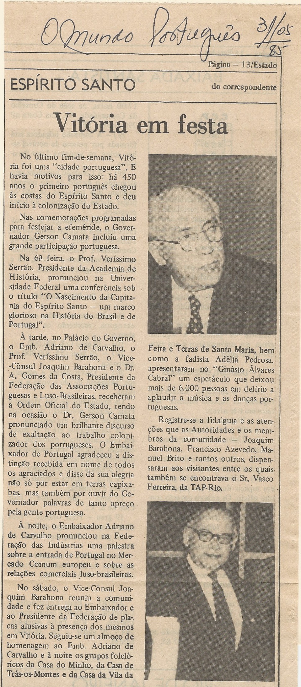 O Mundo Português, 31 de Maio 1985 – Joaquim Baraona